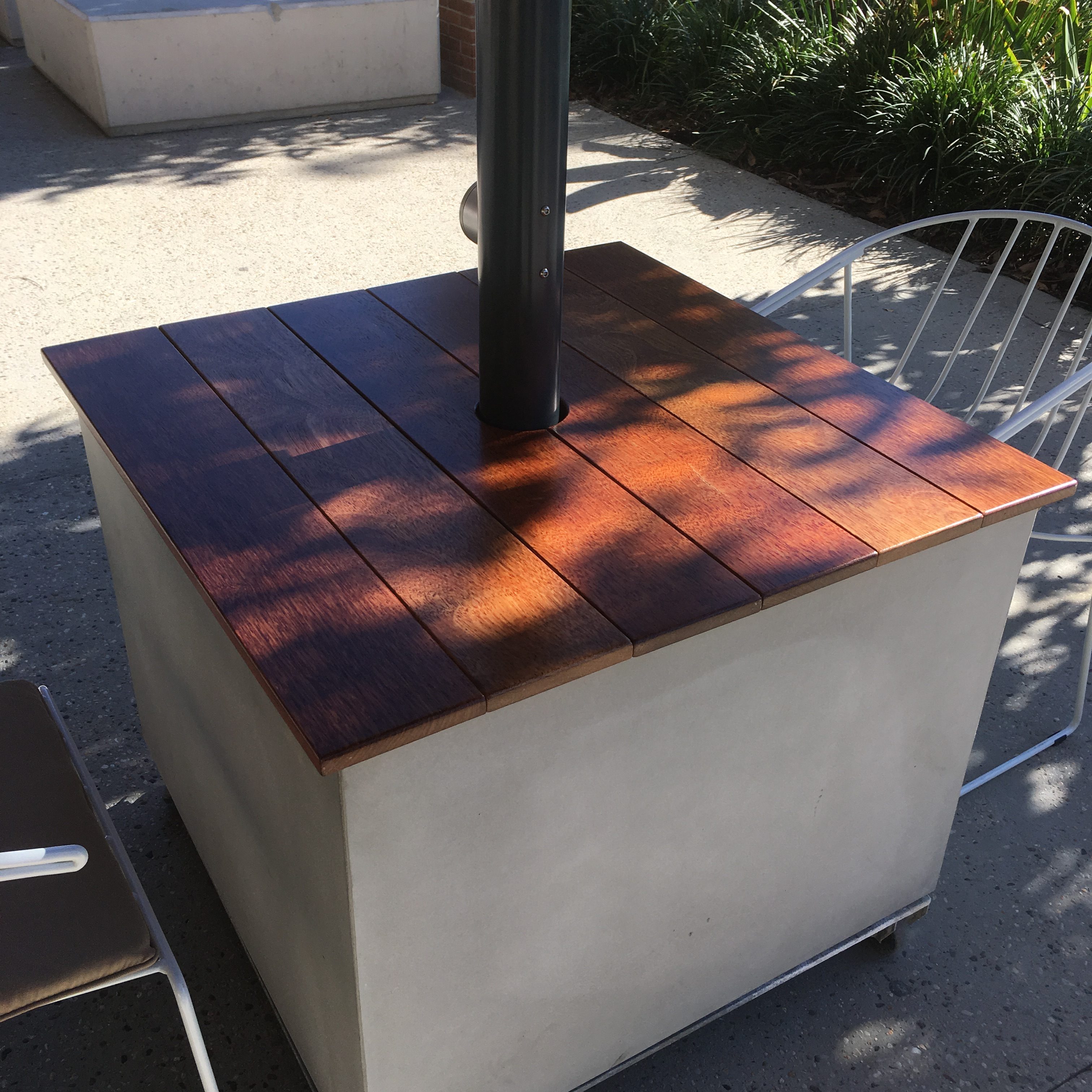 Skyspan Planter with Spotted Gum Table Top and Lockable Caters 3 - Sail ...